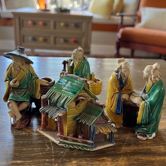 Art | Vintage Chinese Wiseman Figurines Four Pieces All Handmade | Poshmark